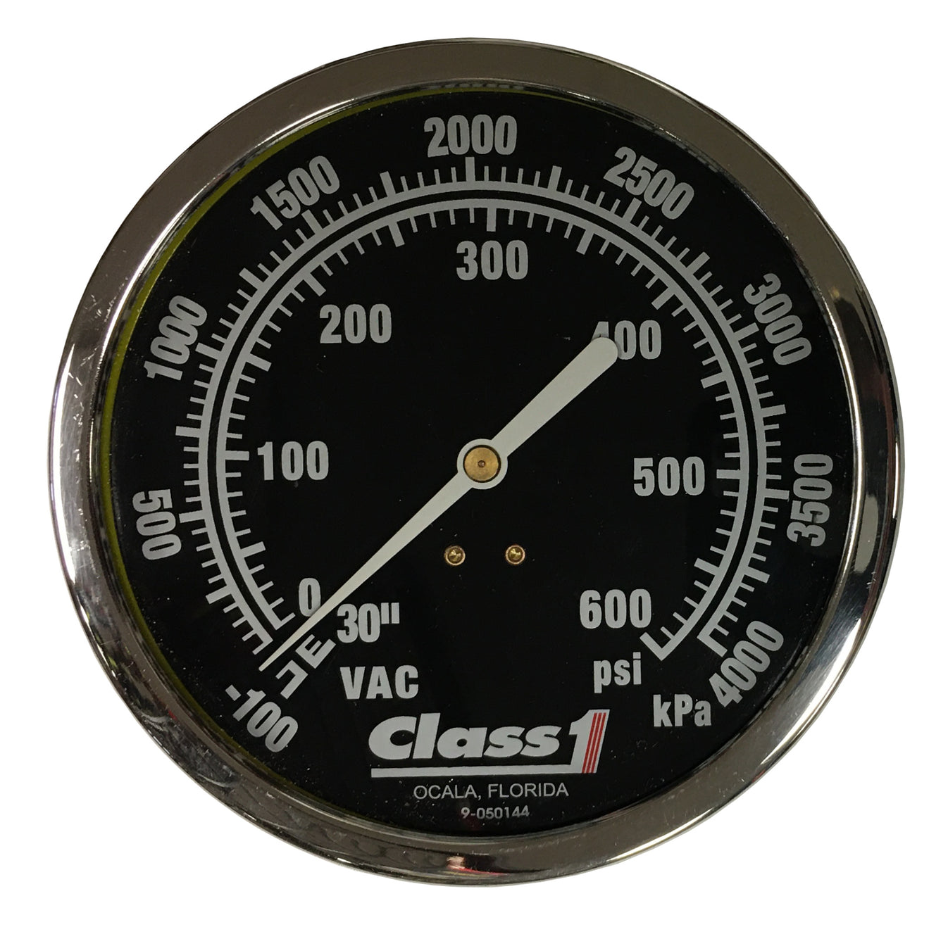 Class 1 Pressure Gauge; 4.5", 30"-0-600 psi/kPa, Black – ResQstore
